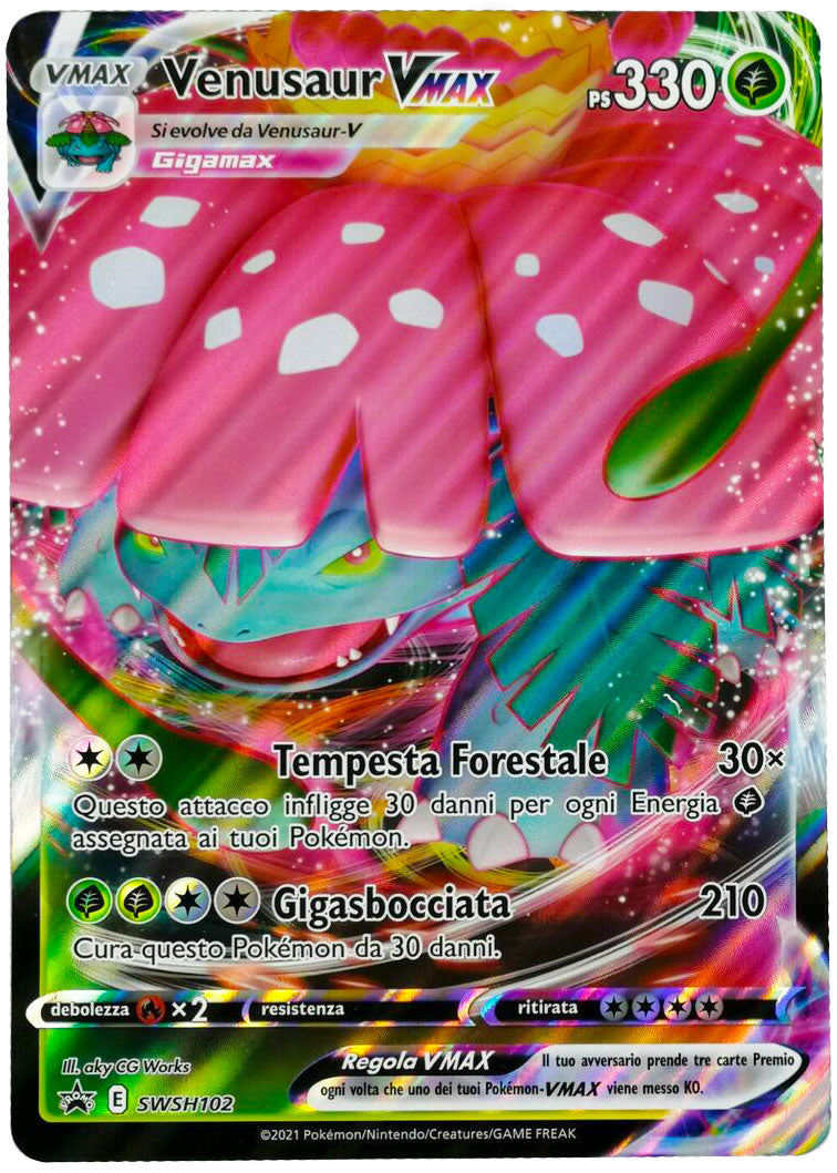 Venusaur-VMAX SWSH102 - ITA - Near Mint - Promo Spada e Scudo - Carta