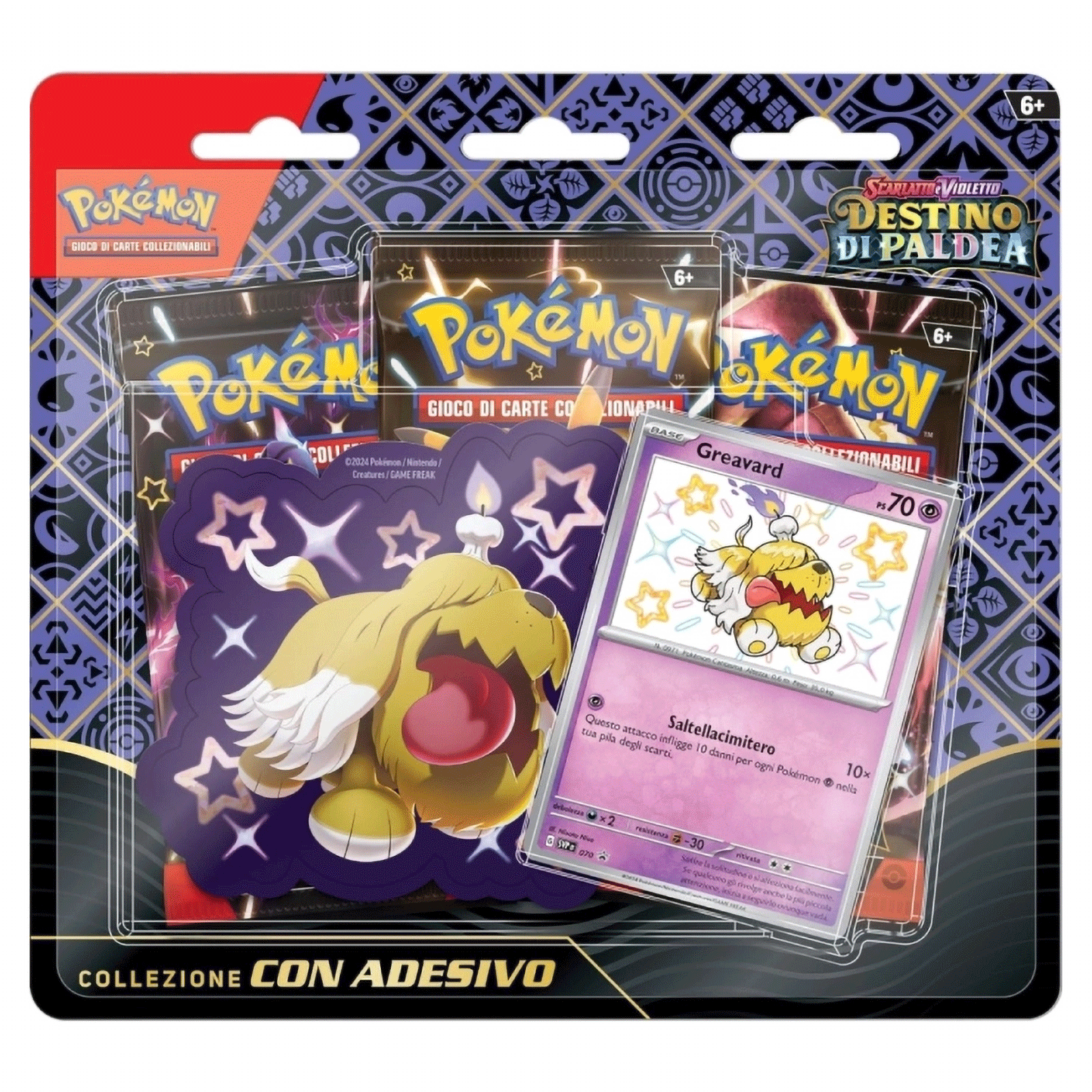 Blister da 3 Bustine con Adesivo Greavard - Scarlatto e Violetto - Des